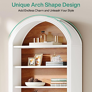 Tribesigns 78.7" Tall Arched Bookshelf, Modern White Arched Bookcase with Storage Shelves, 8-Tier Floor Standing Wood Open Display Shelving Unit for Living Room, Bedroom, Home Office (1)