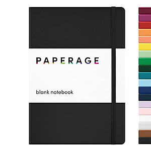 PAPERAGE Blank Journal Notebook, (Black), 160 Pages, Medium 5.7 inches x 8 inches - 100 GSM Thick Paper, Hardcover