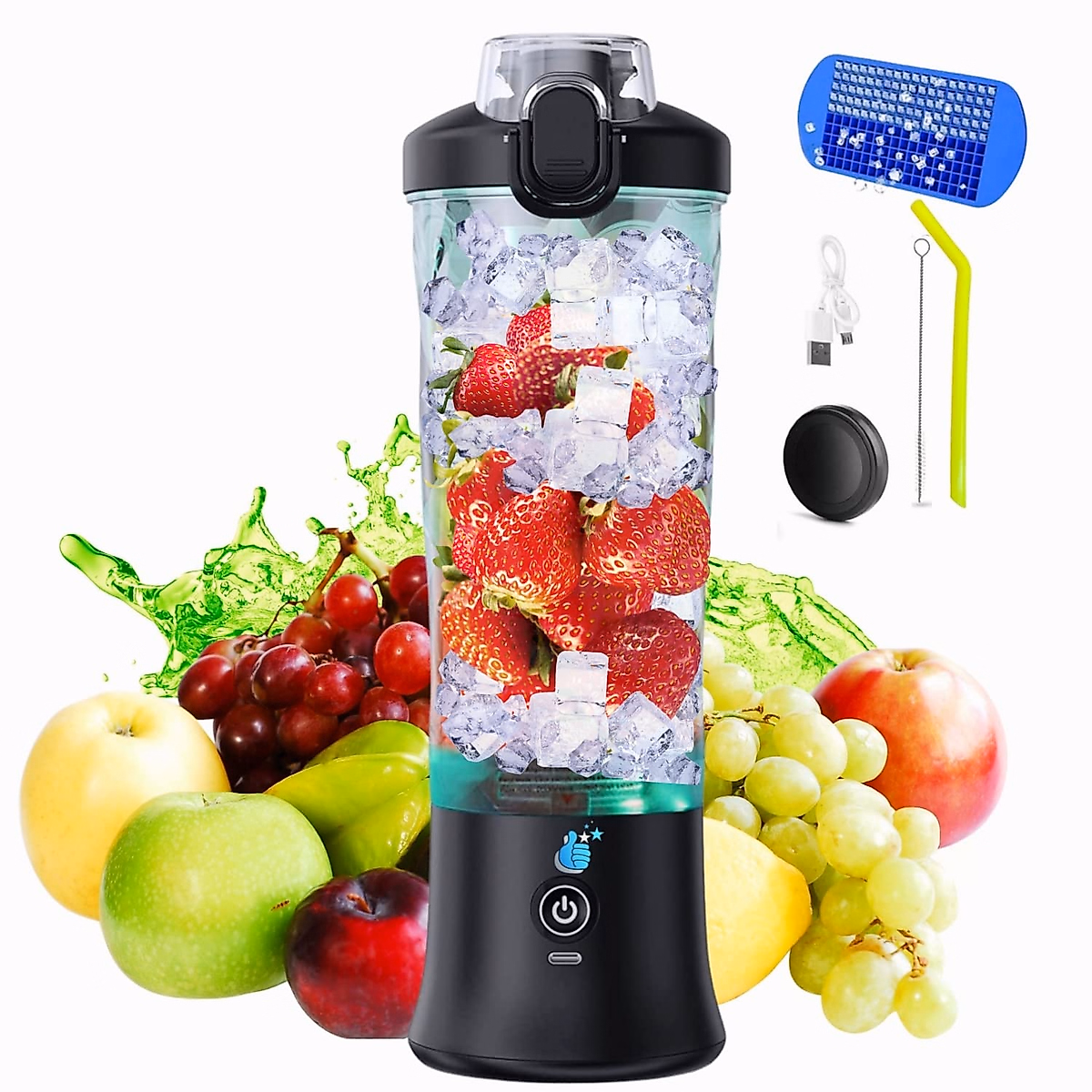 Best 4Vi Portable Blender, Rechargeable Mini Blender For Shakes And Smoothies 20 Oz Mini Blender Cup with Travel and USB Rechargeable for Office, Gym, Kitchen BLACK