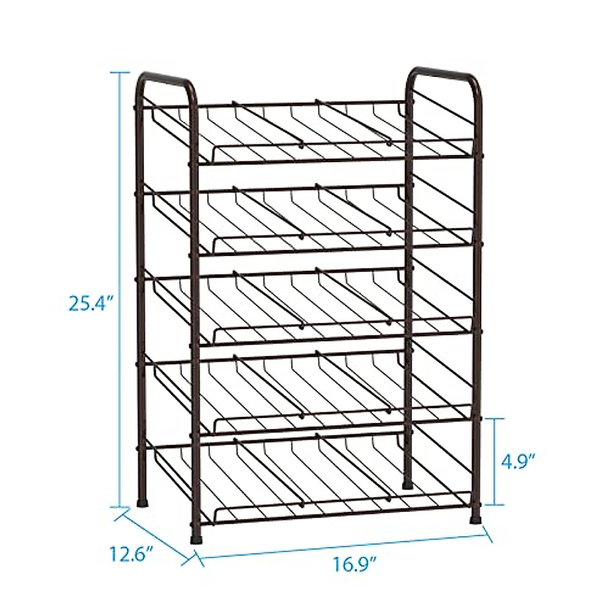 Can Rack Organizer 5 Tier Can Storage Dispensers Rack Holder for Pantry, Kitchen Cabinets, Storage for to 60 Cans(Brown)
