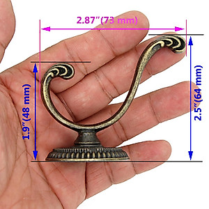 LXZ 4 PCs Antique Brass Wall Mounted Hooks - Wall Hooks - Hat Hangers Robe Hooks, Height 2.9-in (7.3 cm)