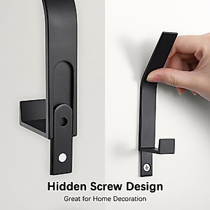 6 Pack Coat Hooks Wall Mount - Heavy Duty Hat Hangers, Large Wall Hooks for Mudroom Entryway Bathroom, Decorative Metal Hook Rack for Hanging Purse, Baseball Cap, Key, Backpack, Towel, Robe (Black)