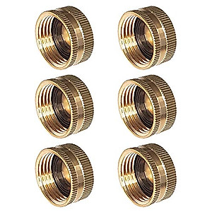HQMPC Garden Hose Cap with Washer Brass Hose End Garden Hose Connector Brass Cap 3/4" NH 6Pcs Garden Hose Female Fitting Cap