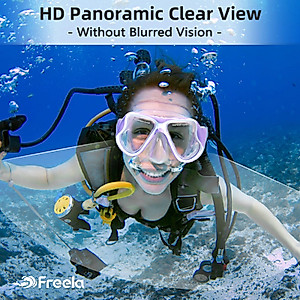 Freela Swimming Goggles Adult Swim Goggles with Nose Cover for Men Women Youth 180°Wide View Soft Silicone Skirt No Leak Open Water Pool Goggles Underwater Clear Scuba Snorkel Diving Mask for Beach