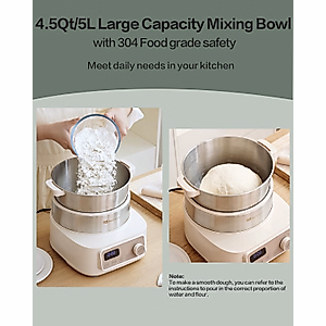 MOKKOM Electric Dough Maker with Proof Dough Function, Microcomputer Timing, 4.5Qt 304 Stainless Steel Bowl, Dough Mixer with Stuffing Blade, Green