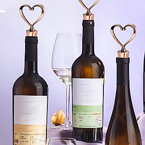 3 PCS Heart Wine Bottle Stopper Stainless Steel Reusable Beverage Bottle Stoppers for Kitchen Bar Decor Keeps Wine Fresh and Valentines Gifts