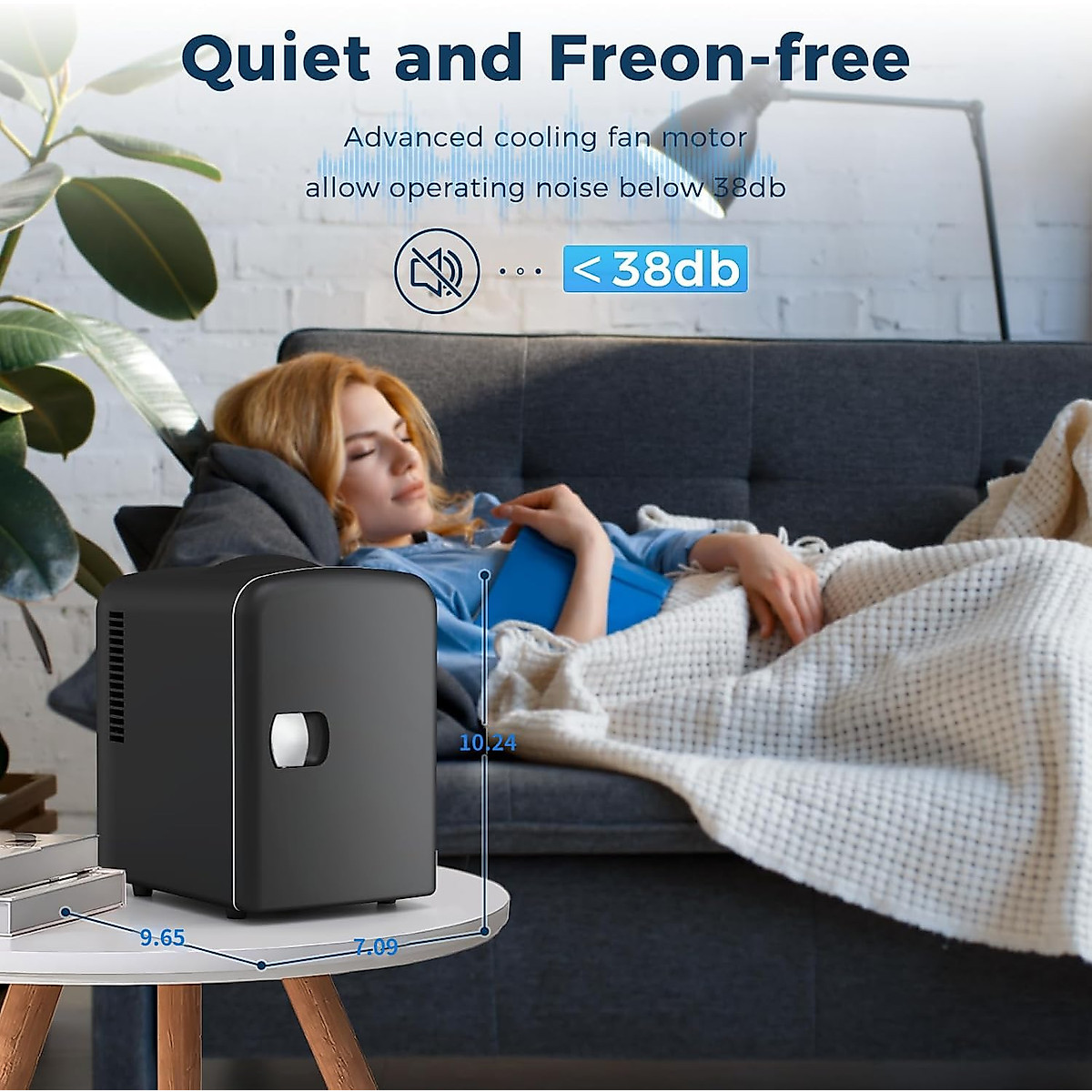 Antarctic Star Compact Refrigerator, Portable Mini Fridge, Skin Care 4L Capacity/6 Cans, for Bedroom, Car, Office & Dorm, Small Cooler for Cosmetics, Beverage and Food, Black