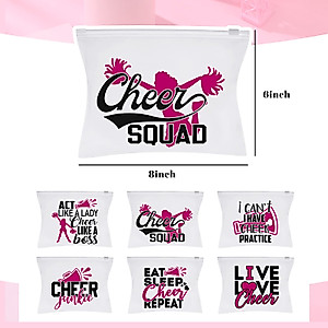60 Pieces Cheer Makeup Bag Cosmetic Cheerleading Case for Girls Zipper Cheer Makeup Case Cheerleader Travel Pouch Portable Cheerleading Bag for Women Teammates Toiletry Accessories Gifts, 6 Styles
