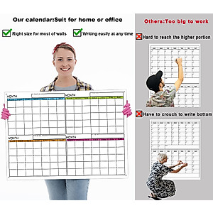 Dry Erase Calendar For Wall 4 Month,Large Blank Laminated Whiteboard Calendar,Oversized 120 Day Wall Planner,Four Month Jumbo Undated Erasable Schedule Poster For Home,Office,Classroom 24x36 Inch