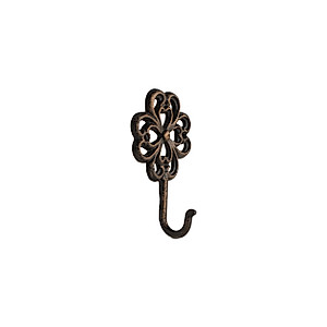 FantasHome Wall Mounted Cast Iron Home Décor Single Hook (Stylized Flower)