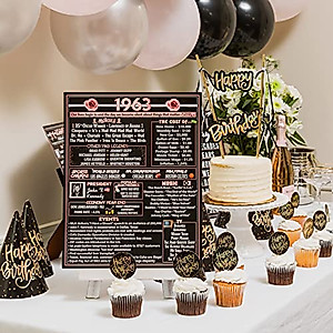 VAPARA DESIGNS 60th Birthday Decorations For Women - 3 Pack of Fun, Artistic 11x14 Rose Gold Birthday Posters - 60th Birthday Gifts For Women - 60 Years Ago - Back In 1963