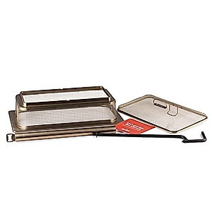 TIKI Brand Retreat Fire Pit Screen and Poker, Fire Pit Screen - Spark Protector for Outdoor Fire Pit | 18 x 11 x 7 inches, Fire Pit Poker | 32.9 x 3.8 x 3.8, Gold and Black, 132000968