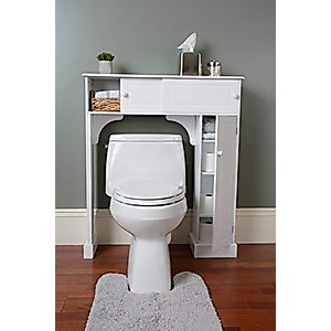 Wood Over The Toilet Storage Cabinet Organizer - White