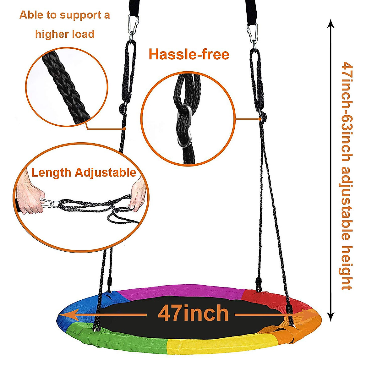 Hanging Tree Swing Waterproof Backyard Hammock Chair Max Capacity 600lbs Play Nest Swing Play House Castle Outdoor Garden Flying Family Swing Seat Camping Tree House with Hanging Straps Set