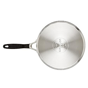 Circulon SteelShield Sauté Pan with Lid and SteelShield Hybrid Stainless and Nonstick Technology, 3 Quart - Stainless Steel