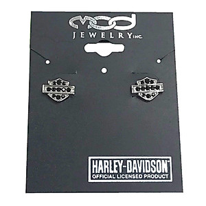 Harley-Davidson Women's Petite Black Bling Bar & Shield Post Earrings HDE0281