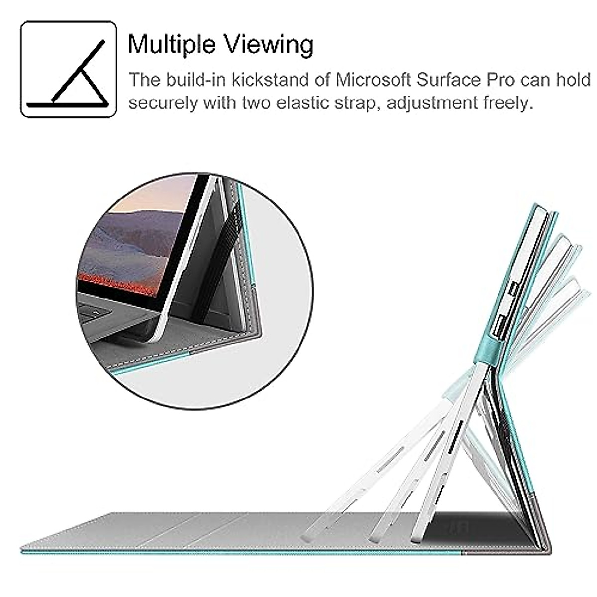 Fintie Case for 12.3 Inch Microsoft Surface Pro 7 Plus, Surface Pro 7, Surface Pro 6, Pro 5, Pro 4, Pro 3 - Portfolio Business Cover with Pocket, Compatible with Type Cover Keyboard, Turquoise