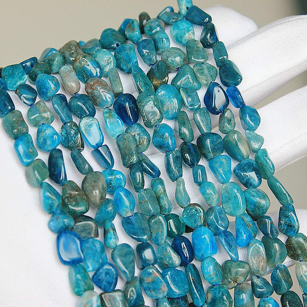 MJDCB Natural Irregular Shape Stone Beads 4-8mm Apatite Gemstone Energy Cured for Jewelry Making Bracelet Necklaces