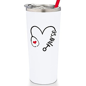 Nurse Travel Tumbler - Vacuum Insulated Stainless Steel New Nurse Travel Mug with Lid and Straw - Nursing Graduation Gift - Cute Coffee Cup for New Nurses - Gift for Women - Nursing Appreciation Gift