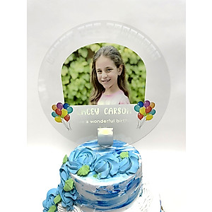 Photo Light Up Personalized Party Decor Happy Birthday Cake Top Topper With Any Photo Picture Logo Text - Mitzvah, Weddings, Birthday, Sweet 16, Anniversary, Baby Shower, Bridal Shower…