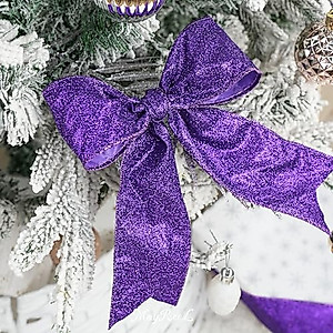 MAYREEL 2.5 Inch Purple Ribbon Wired Glitter for Halloween Christmas Decorations Gift Wrapping Wreath Supplies Tree Toppers Garland Crafts 10 Yards