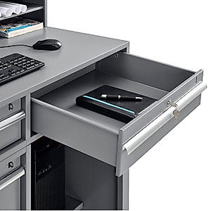 Global Industrial 4-Drawer Shop Desk, 38" W x 29" D x 51" H, Gray