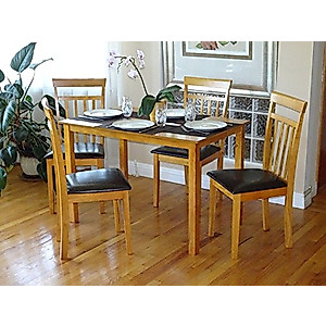 Dining Kitchen Set of 5 Rectangular Dining Table and 4 Side Warm Chairs Wood, Maple