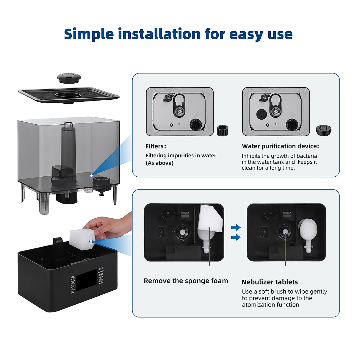 6L Humidifiers for Bedroom Large Room, Cool and Warm Mist Humidifiers for Nursery & Plants, Mist Top Fill Desk Humidifiers Essential Oil Diffuser with Adjustable Mist,360°Nozzle，Auto Shut-Off-Black