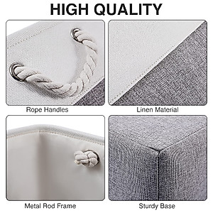 Oterri 6 Pack Foldable Storage Cubes, 13x13 Inch Fabric Bins, Decorative Storage Baskets for Home, Shelves, Nursery Organizers, Grey/White