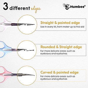 Humbee Hair Trimming Scissors Set, Grooming Scissors for Facial Hair, Nose Hair, Mustache, and Beard Grooming, Stainless Steel Eyebrow Scissors