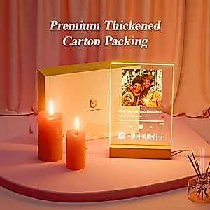 witfox Custom Spotify Plaque Anniversary Ideal Gifts for Him - Spotify Glass Plaque Birthday Gifts for Women - Personalized Acrylic Song with Photo Music Plaque - Customized Gifts for Her