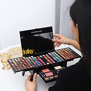 MISS ROSE M 190 Colors Cosmetic Makeup Palette Set Kit Combination,Professional Makeup Kit for Women Full Kit, Makeup Pallet, include Eyeshadow /Facial Blusher /Eyebrow Powder /Eyeliner Pencil /Mirror, All In One Makeup Gift Set for women girls (004-Y)