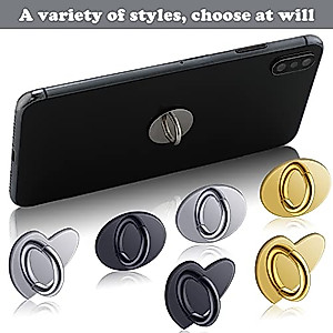 12 Pcs Phone Charm Hook Phone Charms Adhesive Metal Phone Finger Grip Cell Phone Finger Ring Loop Stand for DIY Hanging Round and Heart Phone Holder Cute Phone Keychain Accessories Gold Silver Black