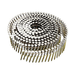 Siding Nails 1-1/2-Inch x .092-Inch 15-Degree Collated Wire Coil, Full RoundHead, Ring Shank Hot-Dipped Galvanized 1600 Count for Rough Nailing of Lathing and Sheathing Materials by BOOTOP