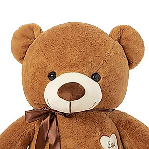 YunNasi Big Teddy Bear Stuffed Animal 31.5 Inch Giant Teddy Bear with Love Heart Large Plush Toy Huge Soft Doll Gift for Kids Girls Girlfriend on Birthday Valentine's Day Christmas Baby Shower Brown