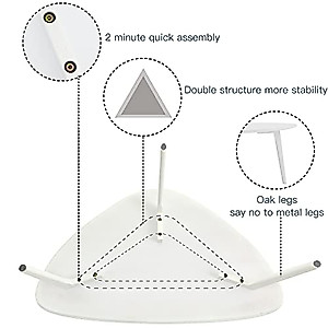 Small Oval Coffee Table Wood Mid Century Modern Coffee Tables Minimalist Farmhouse Style Chic for Living Room,Natural Wooden Texture,Unique Triangle Tabletop,Oak Leg,White 38.5"