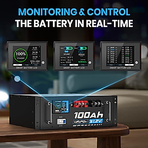 VATRER POWER 48V 100AH Lithium LiFePO4 Battery, Built-in 100A BMS, with Touchable Smart Display & Mobile APP, Max. 4800W Power Output, 5000+ Cycles, Perfect for Solar System &Off-Grid Applications