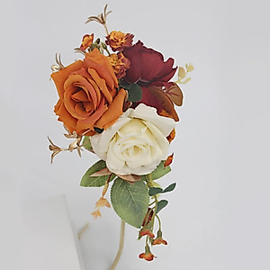 Rinlong Floral Shoulder Corsages Burnt Orange Terracotta Flowers Mother of The Bride Corsage for Fall Wedding Ceremony Anniversary Church Mother's Day