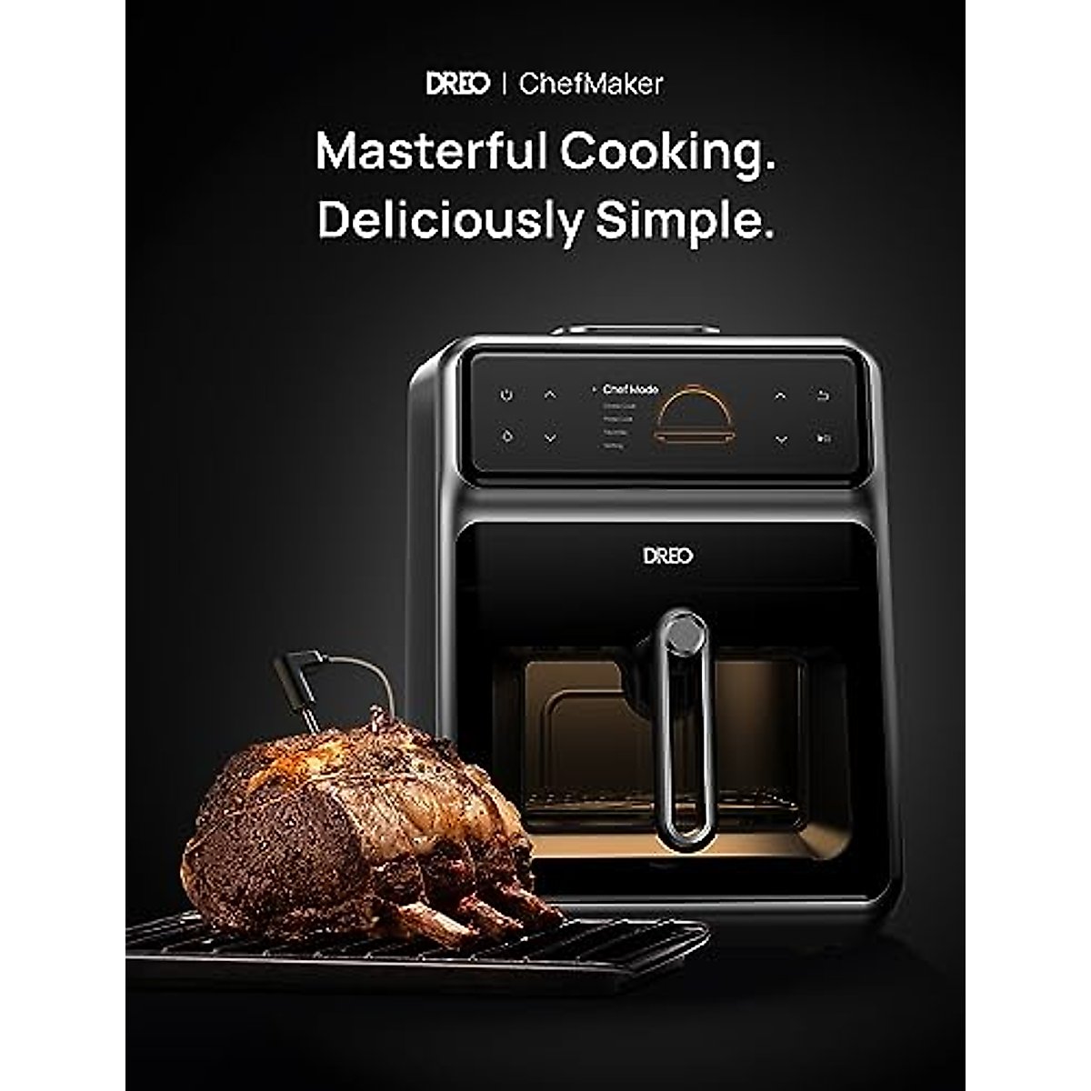 Dreo ChefMaker Combi Fryer, Cook like a pro with just the press of a button, Smart Air Fryer Cooker with Cook probe, Water Atomizer, 3 professional cooking modes, 6 QT