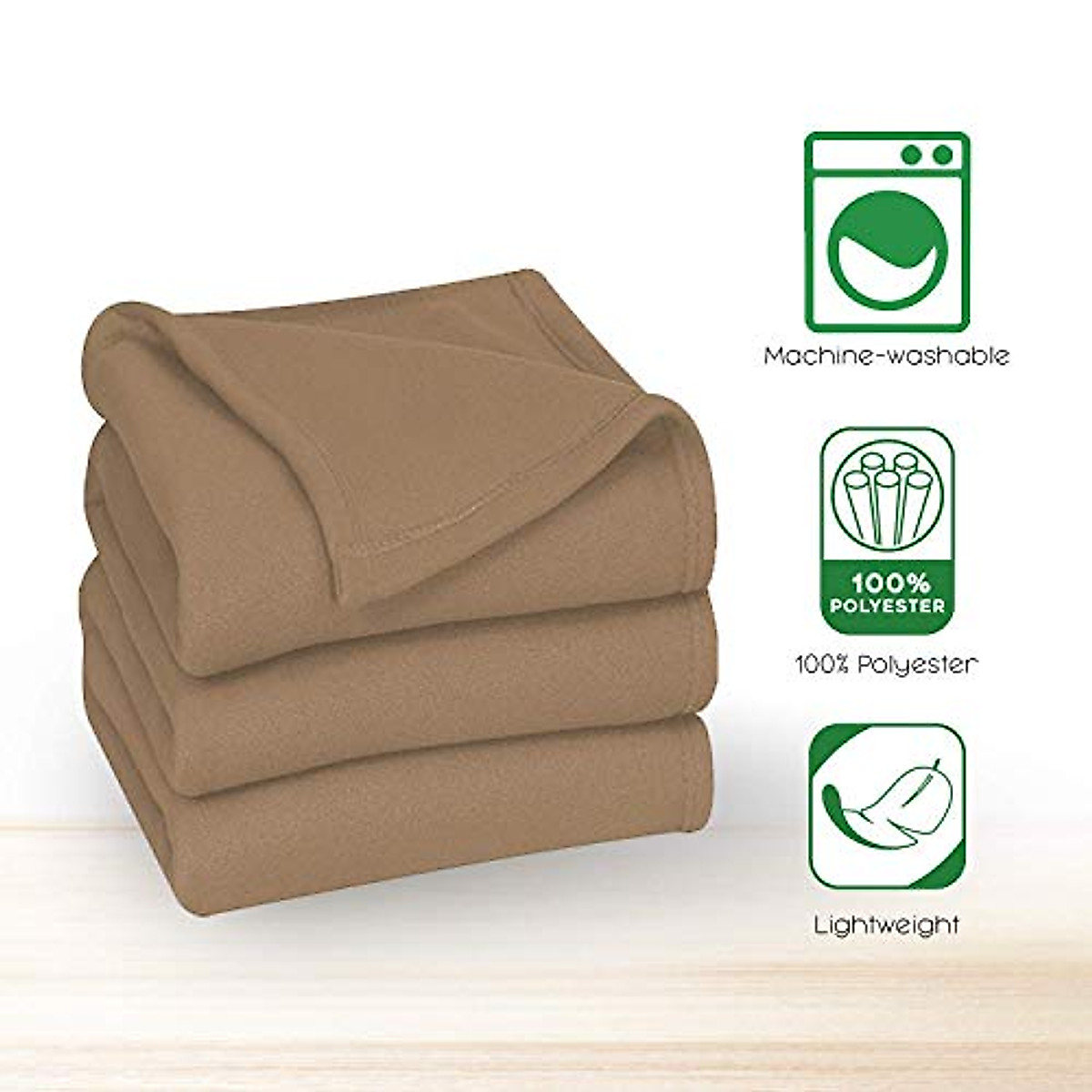 JMR Fleece Throw Blankets for Bed, Couch, or Sofa - Ultra-Soft and Warm Microfiber Plush Blanket for Home and Outdoor Use (Beige, 108X90)