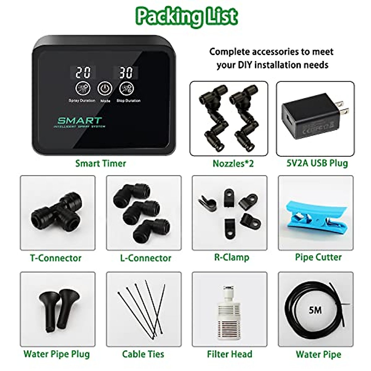 Reptile Humidifiers Smart Misting System, Reptile Mister Automatic with Timer, Terrariums Humidifier with 360°Adjustable Misting Nozzles, Spray Kit for Rainforest Plants Amphibian（Touch Version）
