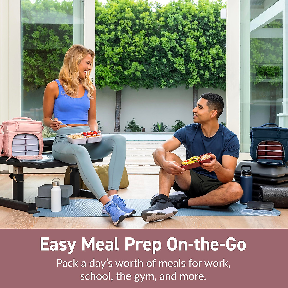 Bentgo® Prep Deluxe Multimeal Bag - Premium Insulation up to 8 Hrs with Water-Resistant Exterior & Interior, Extra Large Lunch Bag Holds 4 Meals & Snacks - Great for All Day Meal Prep (Blush)