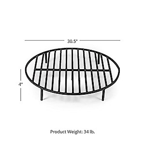 TITAN GREAT OUTDOORS Round 30.5in Fire Pit Grate, Heavy Duty 1/2in Steel Elevated Log Wood Pit Grate, Burning Fireplace and Firepits