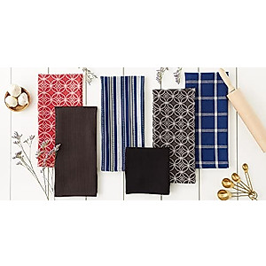 DII Assorted Woven Kitchen Set, Dishtowel, 18x28, Dishcloth, 13x13, Nautical Blue, 5 Piece