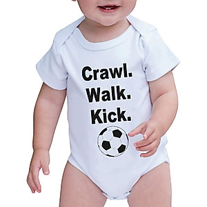 7 ate 9 Apparel Baby Boy's Crawl. Walk. Kick. Onepiece 12-18 Months Black and White