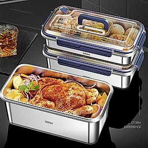 Irishom Food Storage Containers with Lids Airtight Food Grade 316 Stainless Steel Large Capacity Leakproof Kitchen Storage Container (5.6L)