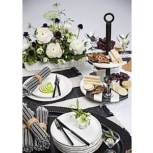 Mud Pie, White/Black, Marble Tiered Server, 16 1/4" x 12" dia