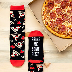 Lavley If You Can Read This, Bring Me Funny Socks - Novelty Gifts for Men, Women and Teens (US, Alpha, One Size, Regular, Regular, Pizza)