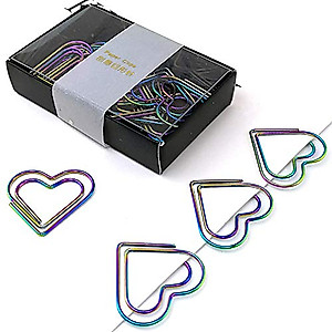 Funny live Hot Plating Color Beautiful Rainbow Love Bookmarks Dazzle Beautiful DIY Paper Clips,12 Pieces per Box