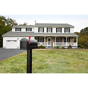 Architectural Mailboxes Barrington Galvanized Steel Post Mount Mailbox, Compatibility Code F, 7900-1B-R-10, Black, Large Capacity